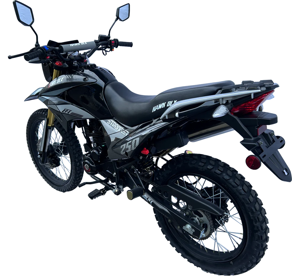 Hawk DLX 250cc Fuel Injected Dual Sport Dirt Bike, 5-Speed Manual, Ele – GoKarts USA®