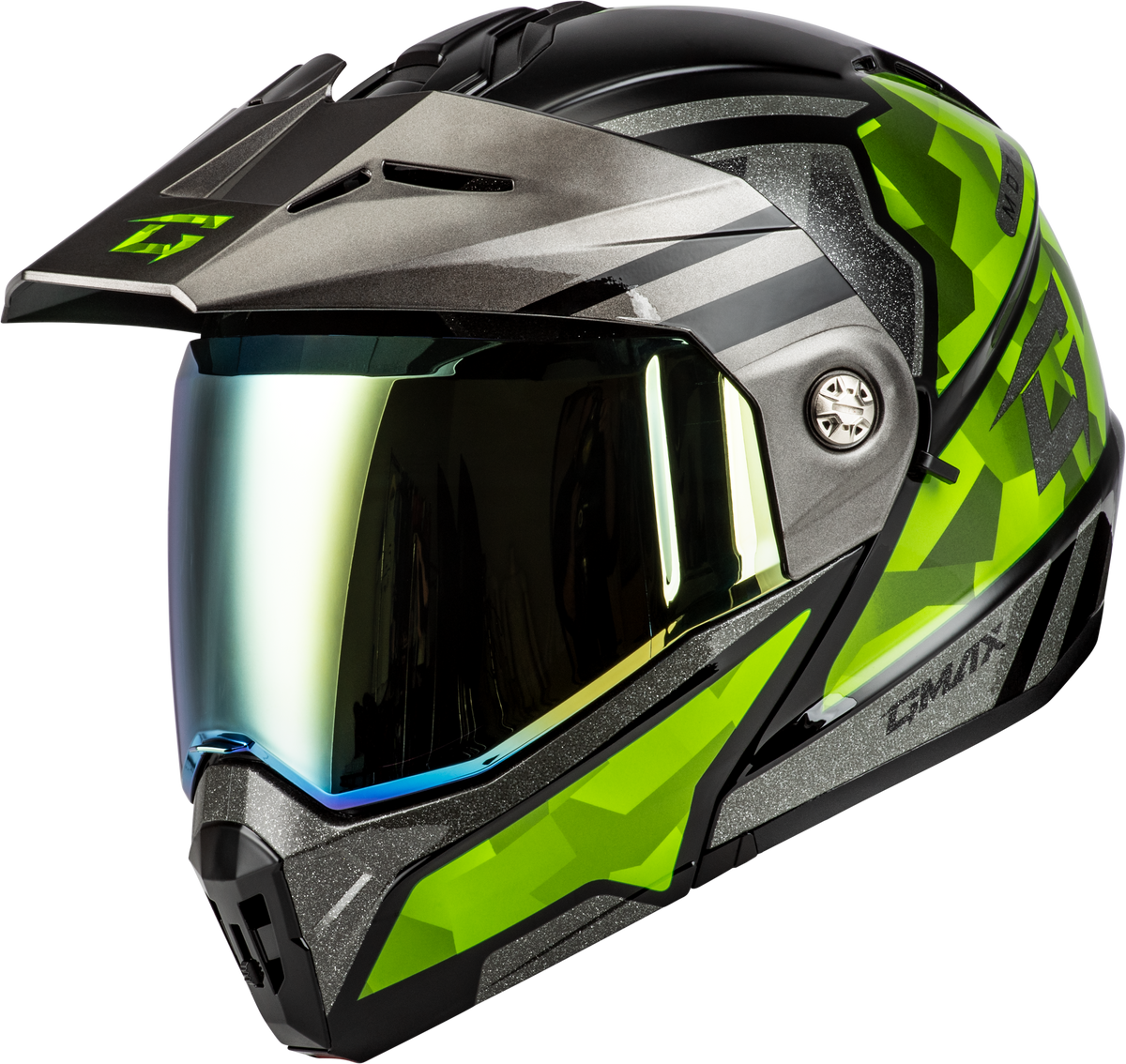 Md-74 Striker Modular Helmet W Gld Shld Blk/Slvr/Grn Mtlc Xs – GoKarts USA®
