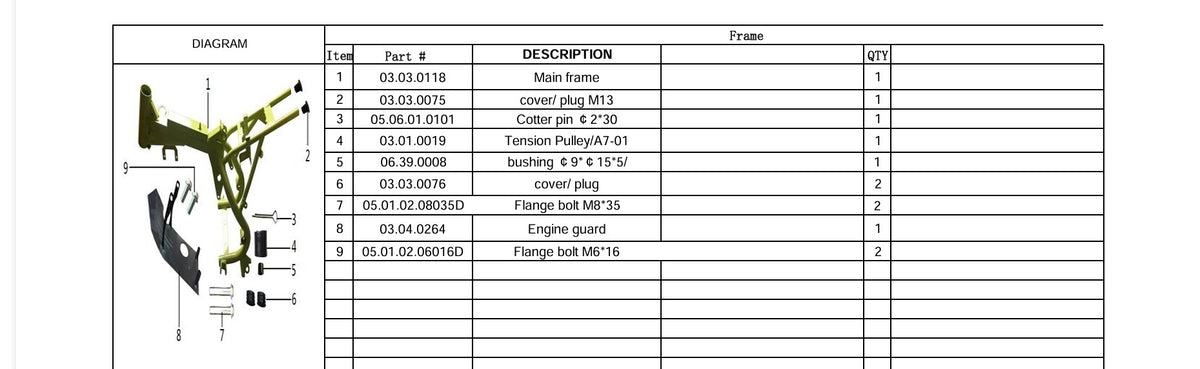 TrailMaster 110cc Sub-Frame base – GoKarts USA®