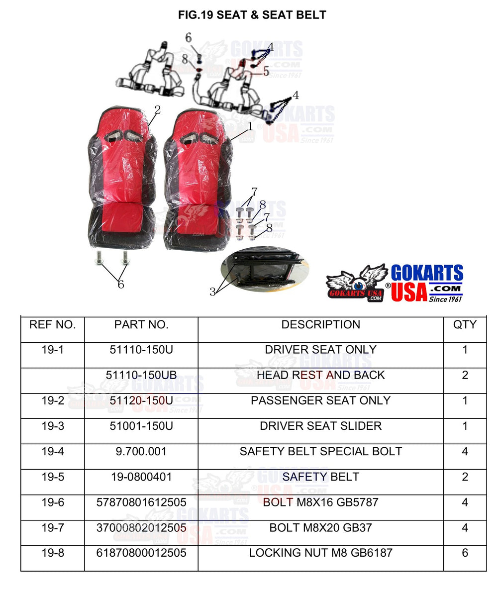 DRIVER SEAT SLIDER, for TrailMaster Challenger 200 UTV Side-by-side ...